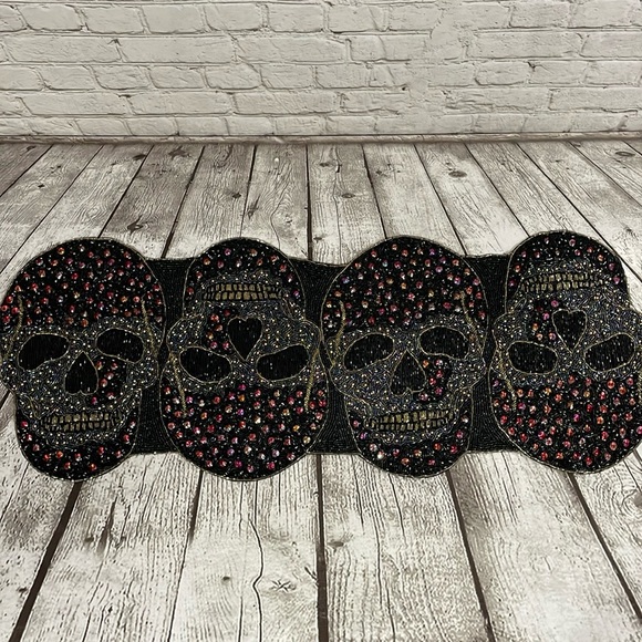 Tahari | Accents | Tahari Home Beaded Table Runner Skeleton Halloween ...